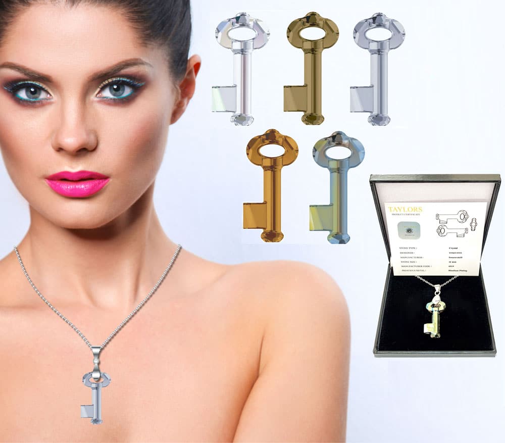 Crystal Key Pendant Designed by Yoko Ono – Clear Crystal